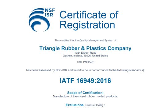 Certifications - Triangle Rubber & Plastics